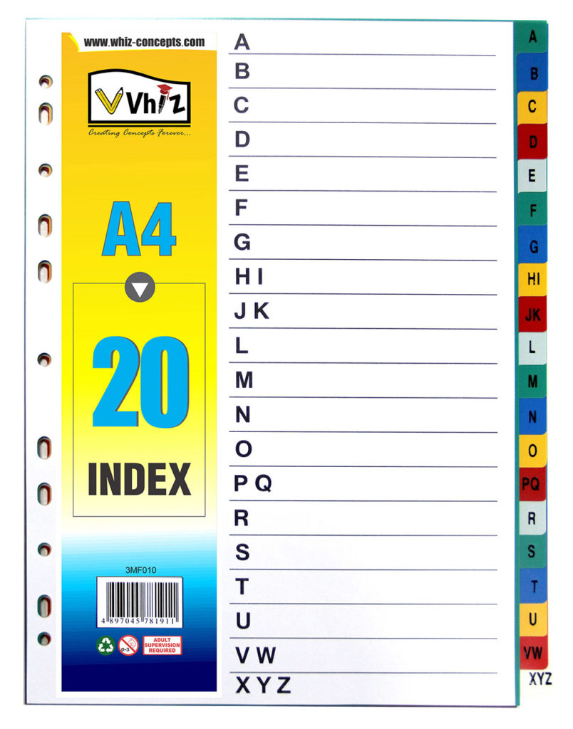 A-Z – A4 SIZE – COLOR DIVIDER INDEX - Dyon Center N.V.