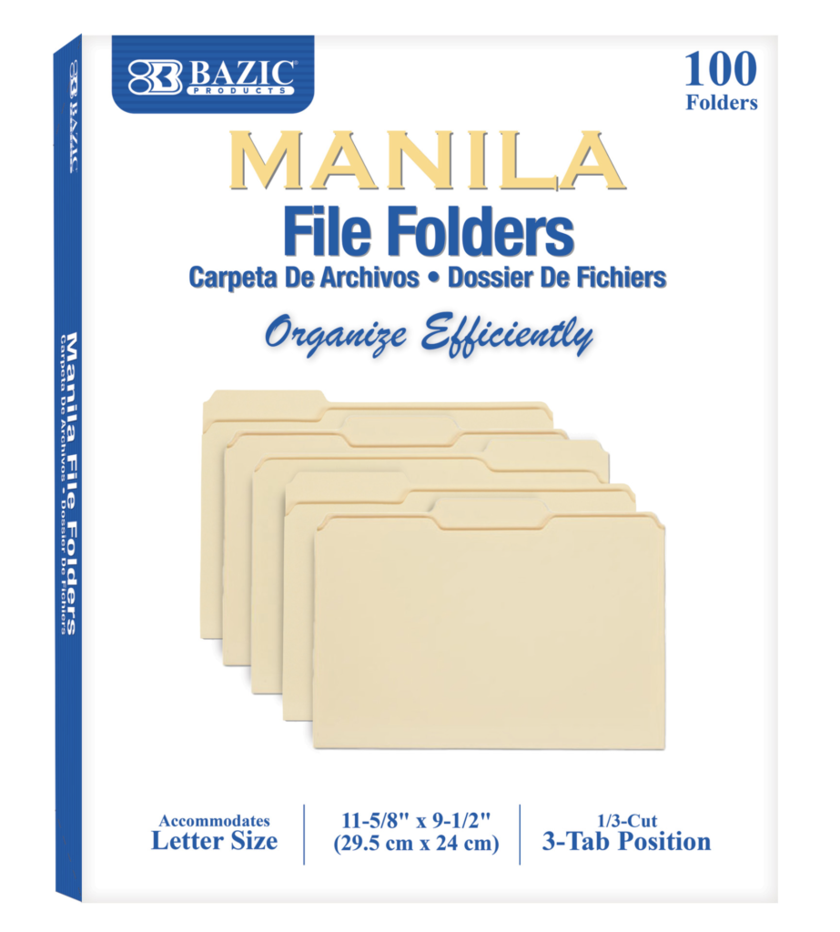 Manila File Folder 1/3 Cut Letter Size (100/Pack) - Dyon Center N.V.