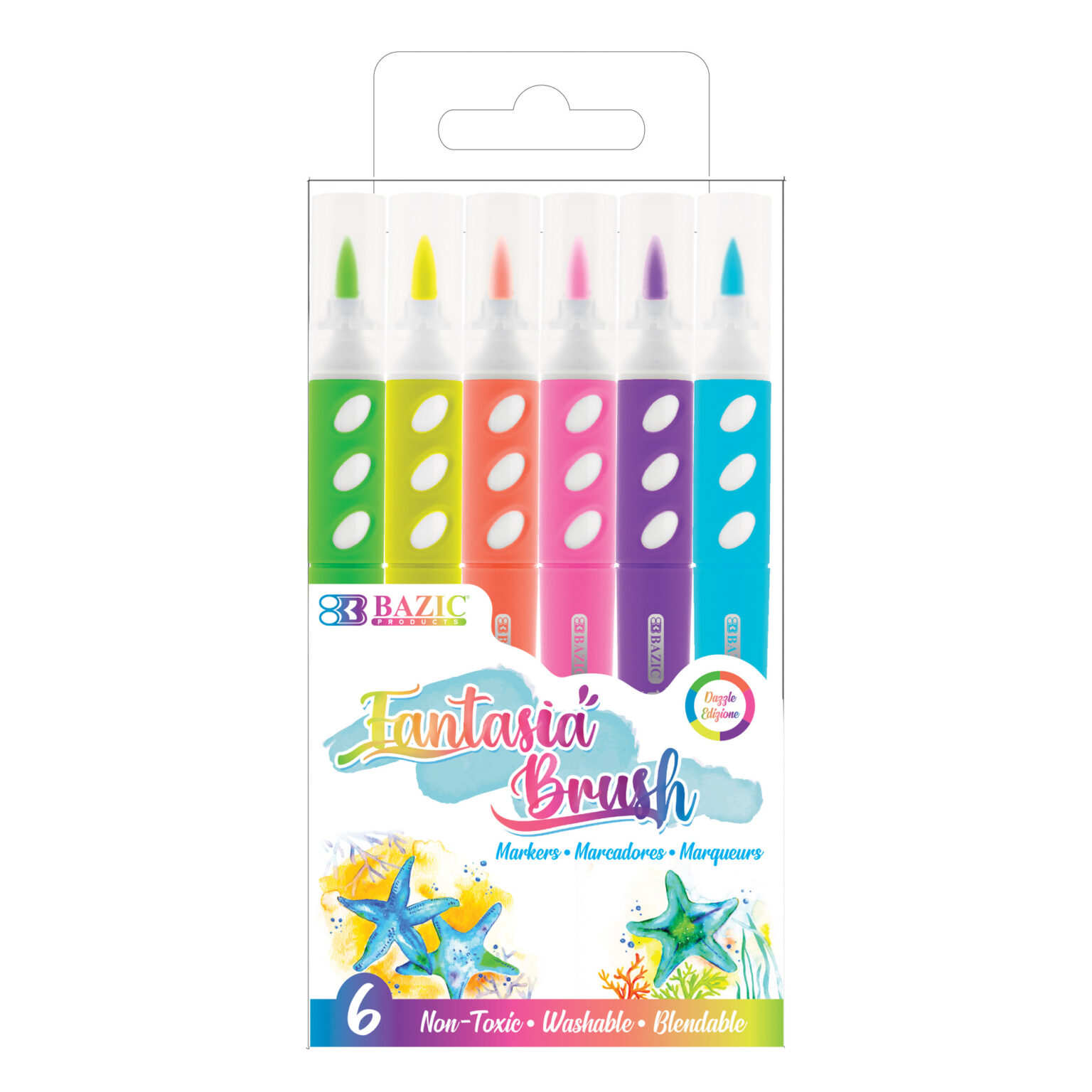 Fluorescent Colors Brush Markers (6 pack) - Dyon Center N.V.